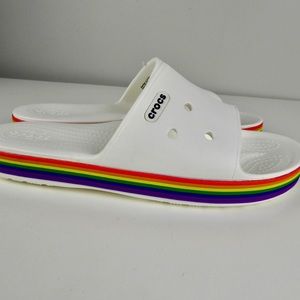 CROCS | Shoes | Crocs Crocband 2 Rainbow Slides Sandals Nwt Relax ...
